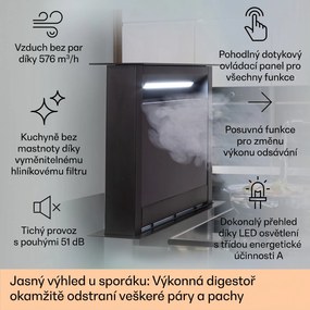 Klarstein Royal Flush Eco, digestoř, 90 cm, 714 m³/h, A+