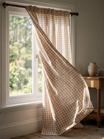 Sinsay - Curtain on tape with check pattern - béžová
