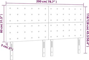 Čelo postele s LED tmavě šedé 200x5x118/128 cm samet 3122925