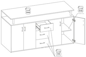 Komoda Drift, dub sonoma/bílá