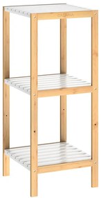 Bambusový regál 3 police, 80 x 33 x 34 cm, bílý 107919
