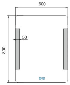Nimco LED zrcadlo 600x800 se dvěma dotykovými senzory - ZP 18002VX