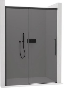 CERANO - Sprchové posuvné dveře Lantono L/P - 8 mm - Soft-Close - černá matná, grafitové sklo - 100x195, CER-8050BD7235