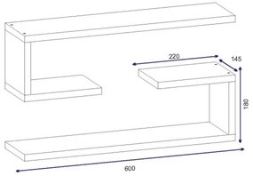 SADA 2x Nástěnná police JENIKA bílá