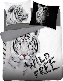 Povlečení Bílý Tygr Wild Free Bavlna, 220/200, 2x70/80 cm