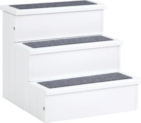PawHut Schůdky pro domácí zvířata 3 schody pro psy a kočky - pomoc s výstupy s prostorom na úložné předměty - bílý smrk 40,5 x 44,5 x 38 cm | Aosom
