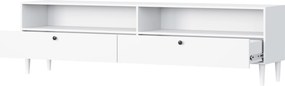 TV stolek s policí a skříňkami DULLUM 200x58cm, bílý