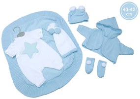 Llorens Obleček pro panenku miminko New Born velikosti 40-42 cm 4dílny modrý