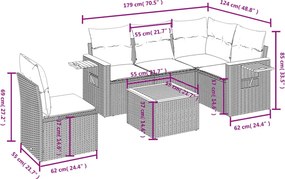 6dílná zahradní sedací souprava s poduškami černá polyratan 3259221