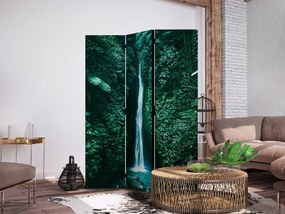 Pokojová zástěna Tropical Waterfall - Landscape in Dark Green [Room Dividers]