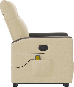 Zvedací masážní polohovací křeslo krémové textil 3324063