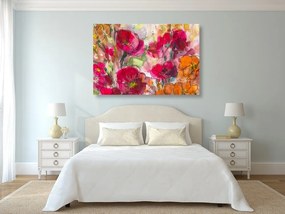 Obraz malované květinové zátiší - 90x60 cm