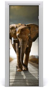 Samolepící fototapeta na dveře Chodící slon 85x205 cm