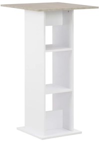 vidaXL Barový stůl bílý a betonový 60 x 60 x 110 cm