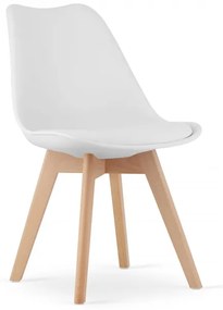 Set čtyř jídelních židlí MARK - bílé (hnědé nohy) 4ks