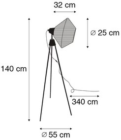 Rustikální stojací lampa s trojnožkou z lana - Jenthe
