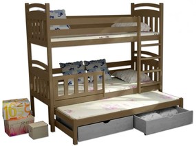 Patrová postel MASIV-V 001 90x190 cm  borovice masiv - DUB