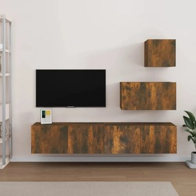 4dílný set TV skříněk kouřový dub kompozitní dřevo 3114643