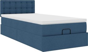 Osmanská postel s matrací &amp; LED modrá 90x200 cm látka 3312449