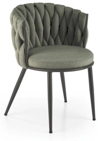 Designové jídelní křeslo MANDY — kov, látka, černá / olivová