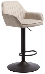 Béžová čalouněná barová židle s nastavitelnou výškou/s područkami (výška sedáku 65 cm) Nolan – Unique Furniture