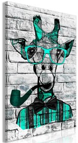 Obraz - Giraffe with Pipe (1 Part) Vertical Green