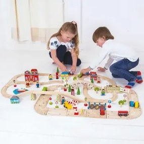 Bigjigs Rail Vláčkodráha a autodráha / 108 dílů / od 3 let