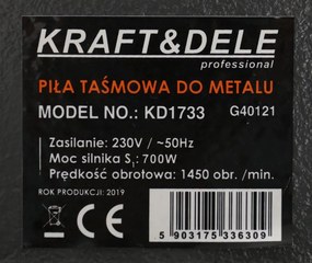 Kraft&Dele Pásová pila na kov, 700W, KD1733 KD1733