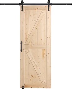 Sada dřevěných posuvných dveří a kování hladce 76,2 × 213,4 cm