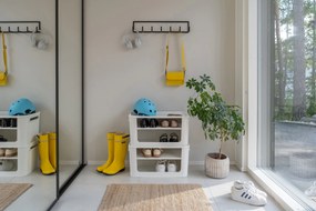 Úložný box s otevřenou přední hranou, MODULE, s víkem, bílý -  59,5 × 39,5 × 30 cm