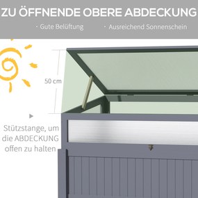 Outsunny Dřevěný Zahradní Záhon s Krytem 2-v-1 Skleník pro Rajčata Zeleninový Záhon Bylinkový Záhon na Balkon a Terasu Polykarbonát Šedý 120 x 54 x 1…