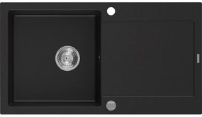 Mexen Leo - dřez granitový 90x50cm, 1-komorový, černá, 6501901010-77