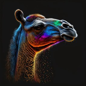 Obraz na plátně - barevný velbloud FeelHappy.cz Velikost obrazu: 80 x 80 cm