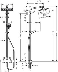 Hansgrohe Crometta - Sprchový set E 240 Showerpipe s termostatem | Eco