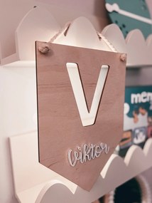Dřevěná vlajka se jménem Barva jména: Mint, barva vlajky: Dřevo (přírodní)