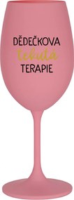 DĚDEČKOVA TEKUTÁ TERAPIE - růžová sklenice na víno 350 ml