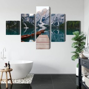 Vícedílný obraz Jezero Braies V Itálii Nedostatek Nedostatek Přírodní plátno 200x120