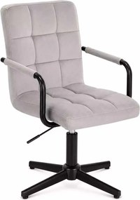 LuxuryForm DESIGN Otočná židle VERONA BLACK VELUR na černém kříži - světle šedá