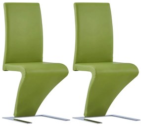 281898 vidaXL Jídelní židle s cik-cak designem 2 ks zelené umělá kůže