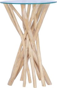 Konferenční stolek skleněná deska 35 x 35 x 50 cm masivní teak 288813