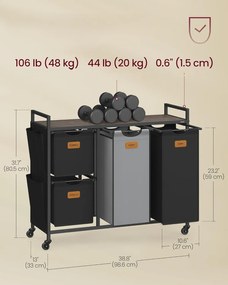 Koš na prádlo Vasagle Males 150 l černý/šedý/hnědý