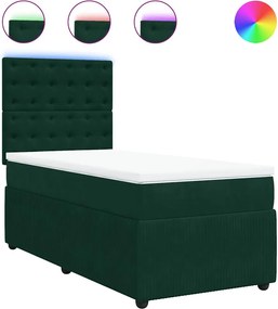 Box spring postel s matrací tmavě zelená 100x200 cm samet 3294577