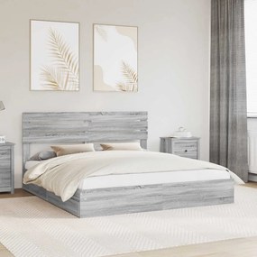 Postel s úložným prostorem se zásuvkou Šedá Sonoma 200 x 200 cm 3411548
