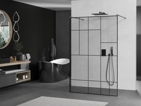 Mexen Kioto, sprchová zástěna Walk-In 110 x 200 cm, 8mm sklo černý vzor, ​​grafitový profil, 800-110-002-66-78