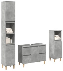 3dílný set koupelnového nábytku betonově šedý kompozitní dřevo 3324949