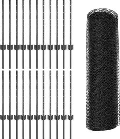 Hexagonální plot s podpěrou 50 x 0,6 m Ocel potažená PVC Šedá 3336885