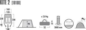 High Peak Kite 2 / Stan pro 2 osoby / 230x120 x 90 cm / vodní sloupec: