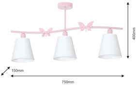 Dětské stropní svítidlo Alice, 3x bílé textilní stínítko, p