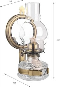 BRILAGI - Petrolejová lampa se zrcadlem MERLIN zlatá/patina