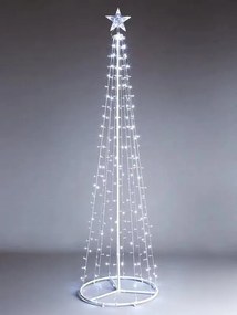 Venkovní vánoční světelný kužel, 2m vysoký, 480 LED diod, bílá konstrukce, různé barvy na výběr Barva: Studená bílá